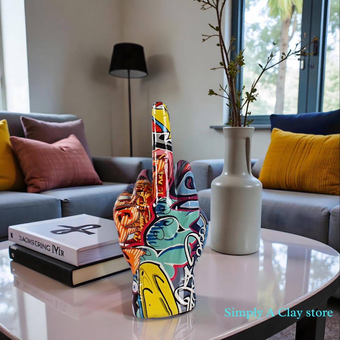 Abstract Middle Finger Art Sculpture – Modern Pop Art Home Decor - Etsy