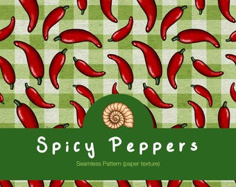 Chili Peppers Digital Paper - Seamless Hot Pepper Pattern, Spicy Fabric ...