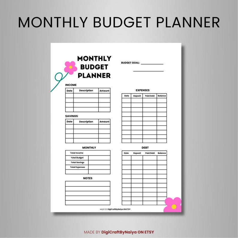 Monthly Budget Spreadsheet | Digital Budget Tracker | Easy Google ...