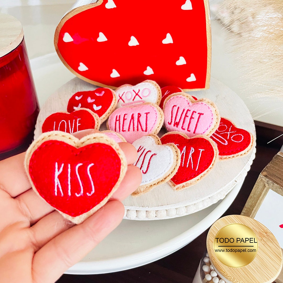 Felt Heart Cookie Stuffies: Valentine's Day Decor, Play Kitchen - Etsy
