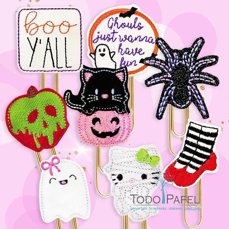 FELTIE Halloween Paper Clip: Embroidered Felt Planner Clips, Magnets ...