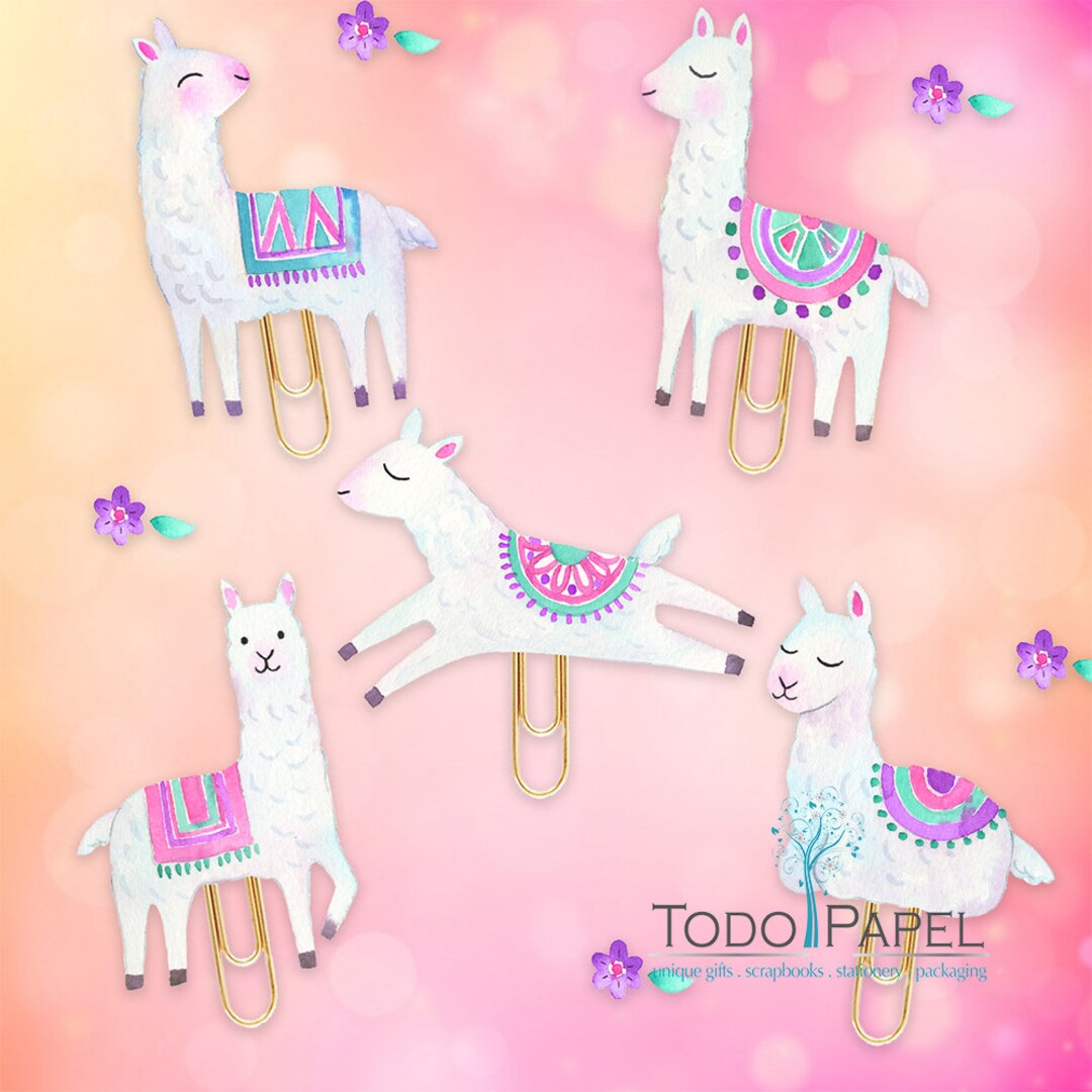 Laminated Llama Paper Clips: Planner Bookmarks, 5 Designs - Etsy