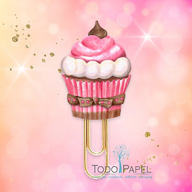 Pink Cupcake Paper Clips: Fun Laminated Planner Accessories - Etsy