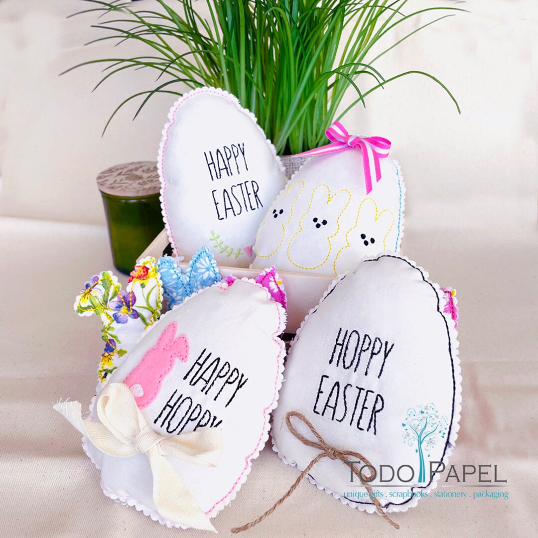 Embroidered Easter Egg Plushie: Holiday Decor, Bunny Peep Stuffy - Etsy