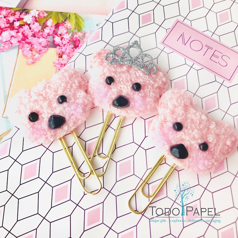 FELTIE Pink Princess Bear Planner Clip: Fluffy Journal Bookmark ...