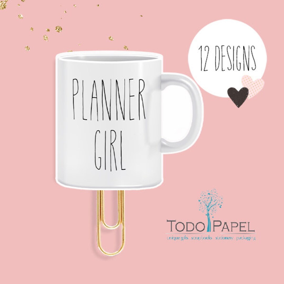 Personalized White Mug Planner Clip Laminated Planner Clip Accessory ...