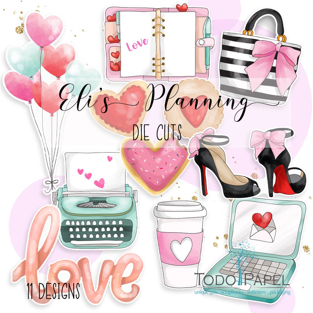Girly Paper Die Cuts 11 Pk for Planners, Scrapbooks, Journaling. Cute ...