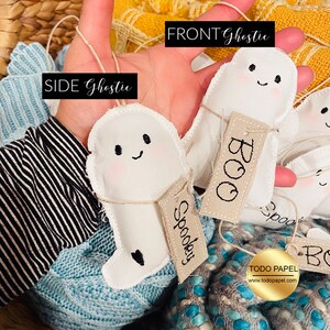 Ghosties Hanging Ornaments. Smiley Ghost Embroidered Padded Ghouls ...