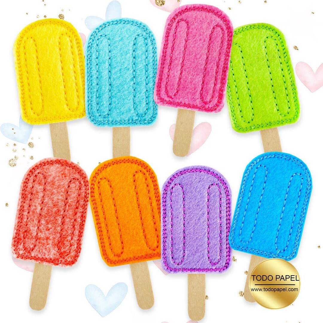 FELTIE Colorful Felt Popsicles: Summer Craft Embellishments, 8 Colors ...