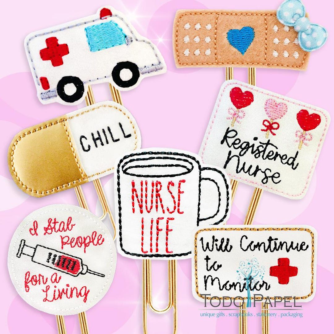 FELTIE Nurse Life Paper Clips: Handmade Planner Clips. 6 Medical ...