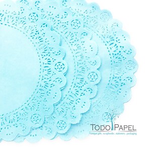 SKY BLUE Color Paper Lace Doilies - Choose From 4", 6",8",10", 12", 14 ...