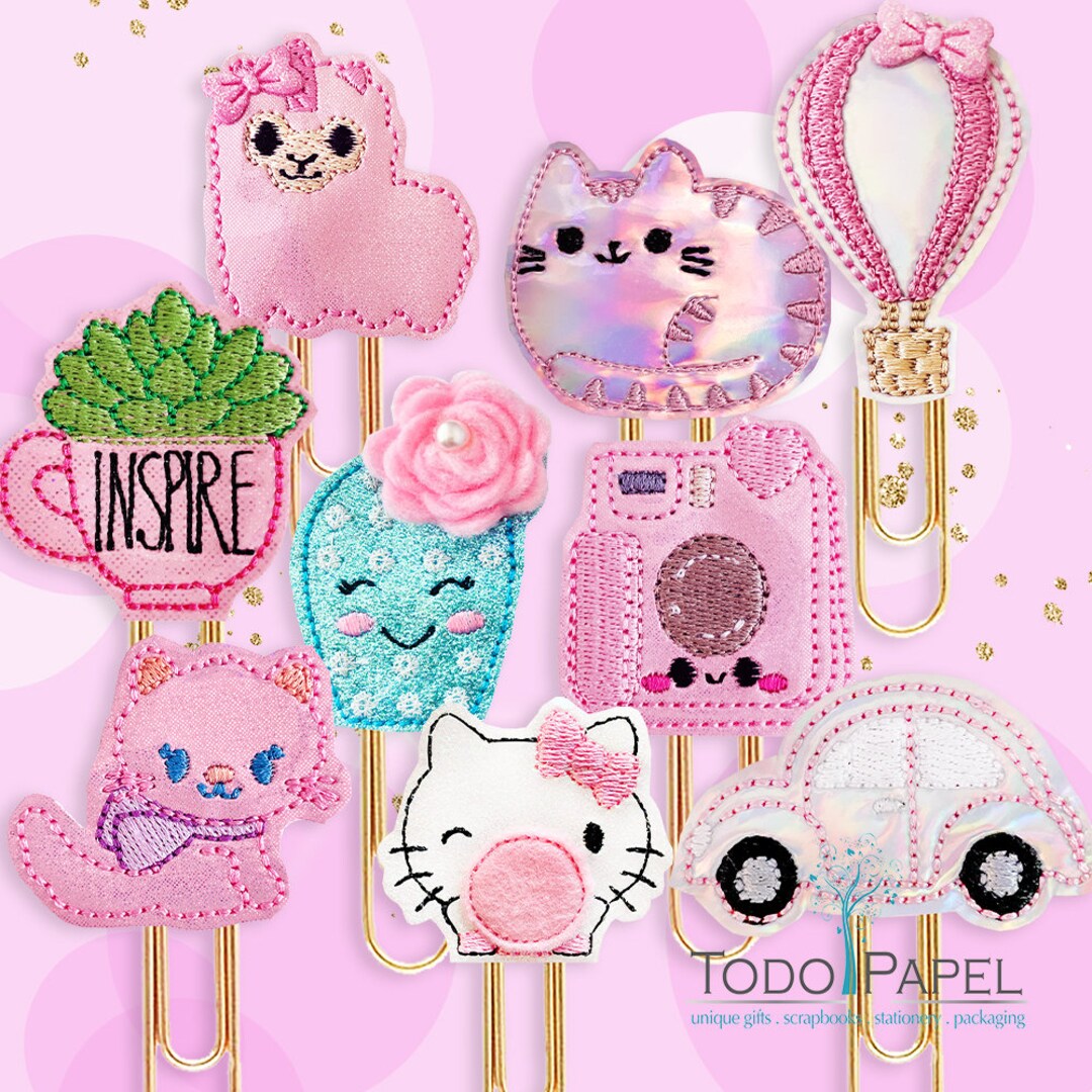 Inspire Pink Planner Paper Clips, Magnets, Brooch Pins. Girly Glitter ...