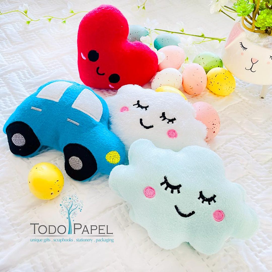 Cute Mini Plushies Toddler Toys Blue Beetle Car, Red Kawaii Heart ...