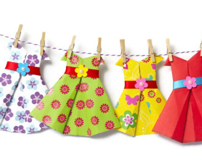Origami Dress Garland With Clothespins and Metal Clothes Hangers ...