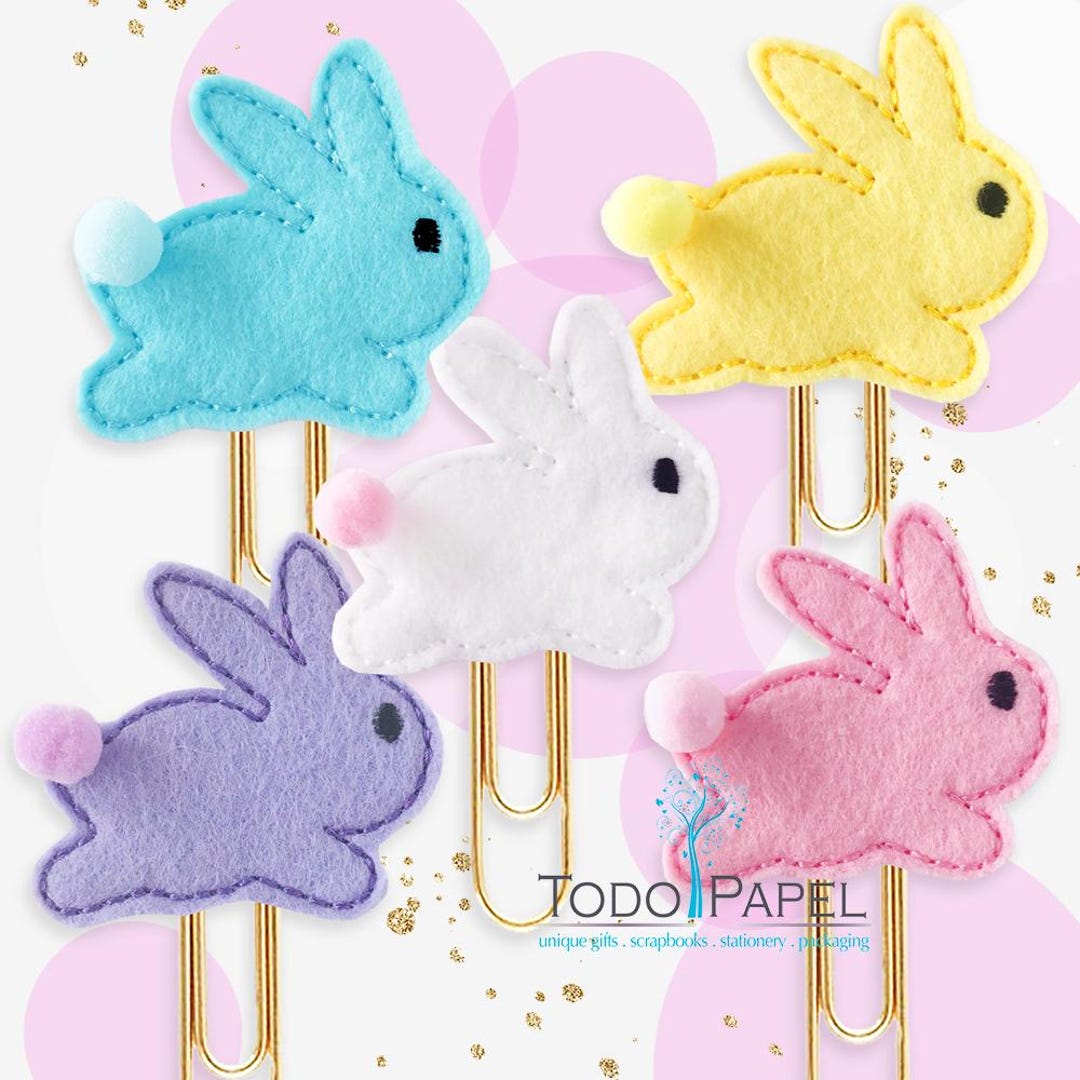 Felt Running Bunny Paper Clips | Spring Planner Accessories - Etsy