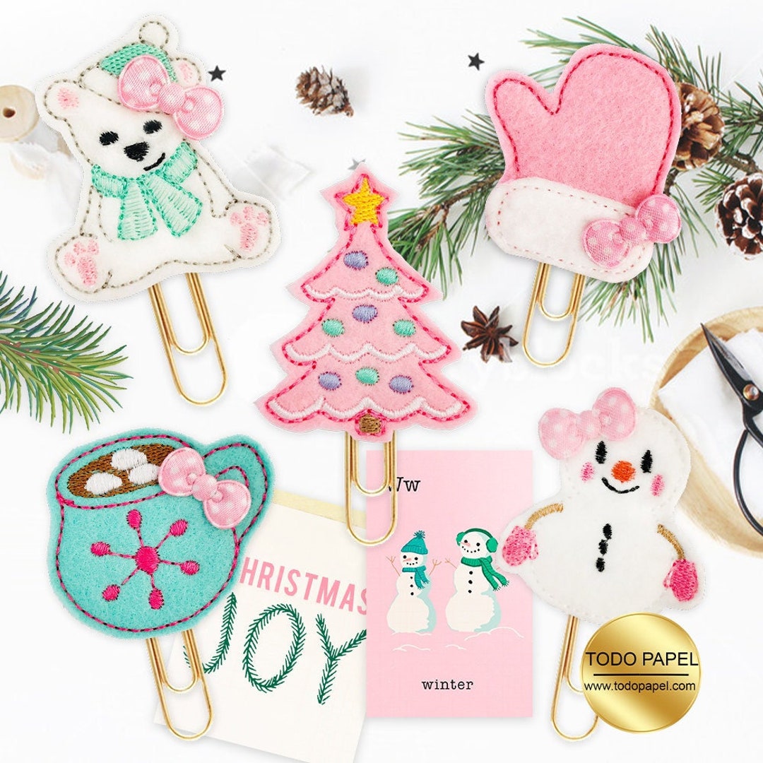 Cozy Warm Christmas Paper Clip Collection - 5 Great Design Bookmarks ...