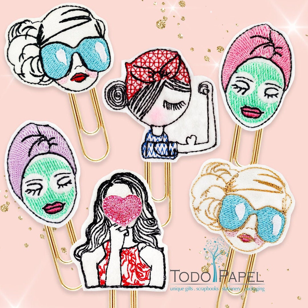 FELTIE Girly Planner Paper Clips: Girls Novelty Magnets or Brooch Pins ...
