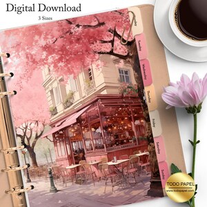Pink Paris Corner Cafe Digital Planner Dashboard for Instant Download ...