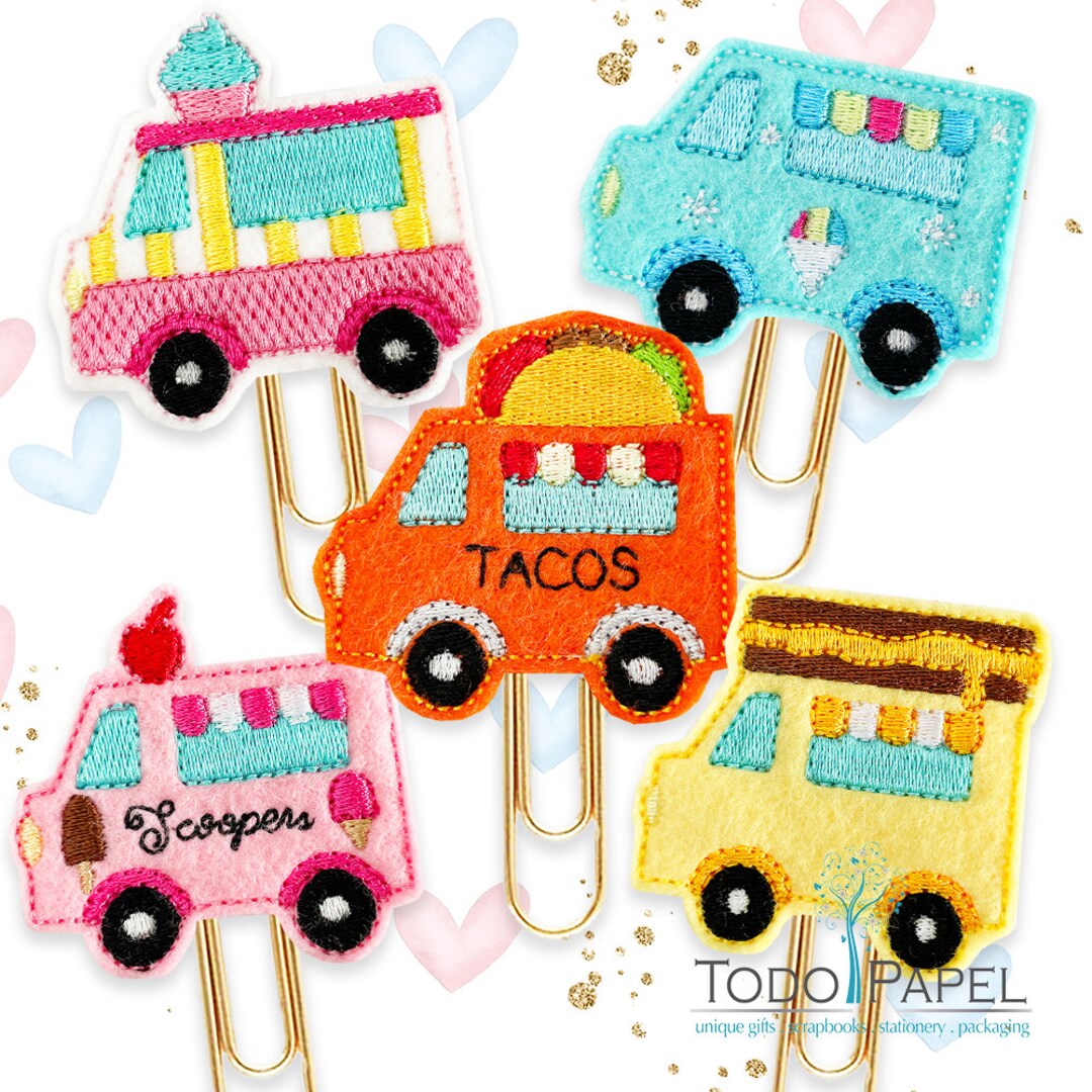 Food Truck Felt Paper Clips. Tacos, Cupcakes, Ice Cones, Ice Cream ...