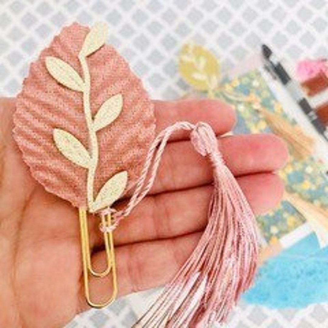 Velvet Chenille Embossed Leaves Planner Paper Clips With ...
