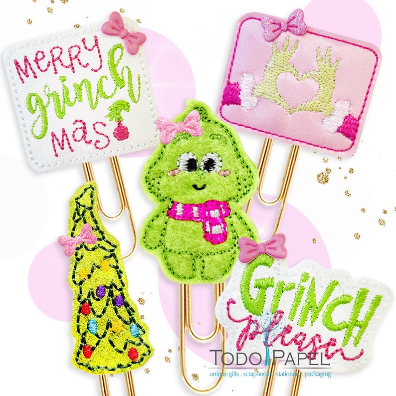 FELTIE Baby Grinch Christmas Paper Clips: Holiday Planner Accessories 5 ...