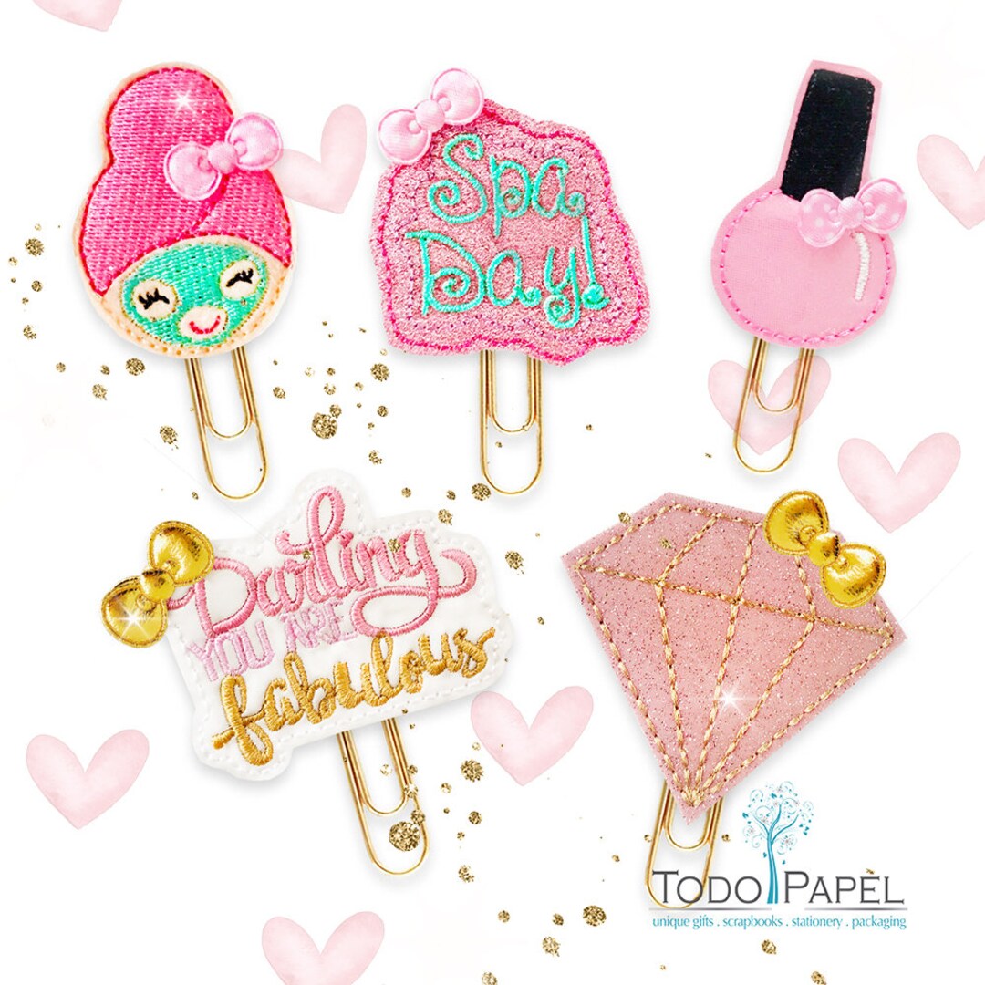 SPA DAY Vinyl Felt Planner Paper Clips Collection. Fabulous Novelty ...