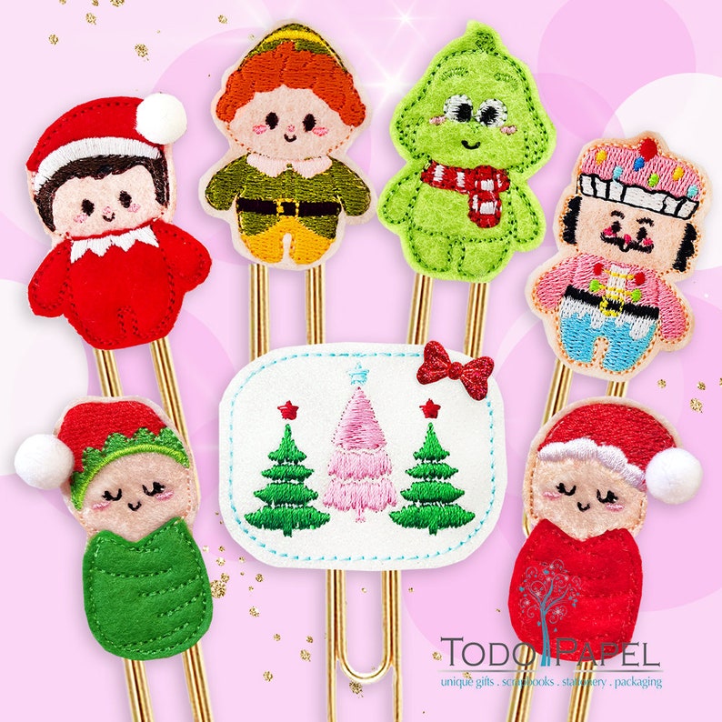 FELTIE Christmas Babies Felt Planner Clips: Embroidered Holiday Magnets ...