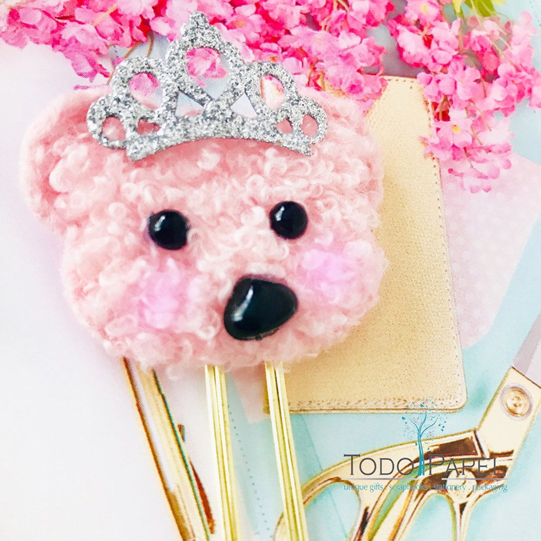 FELTIE Pink Princess Bear Planner Clip: Fluffy Journal Bookmark ...
