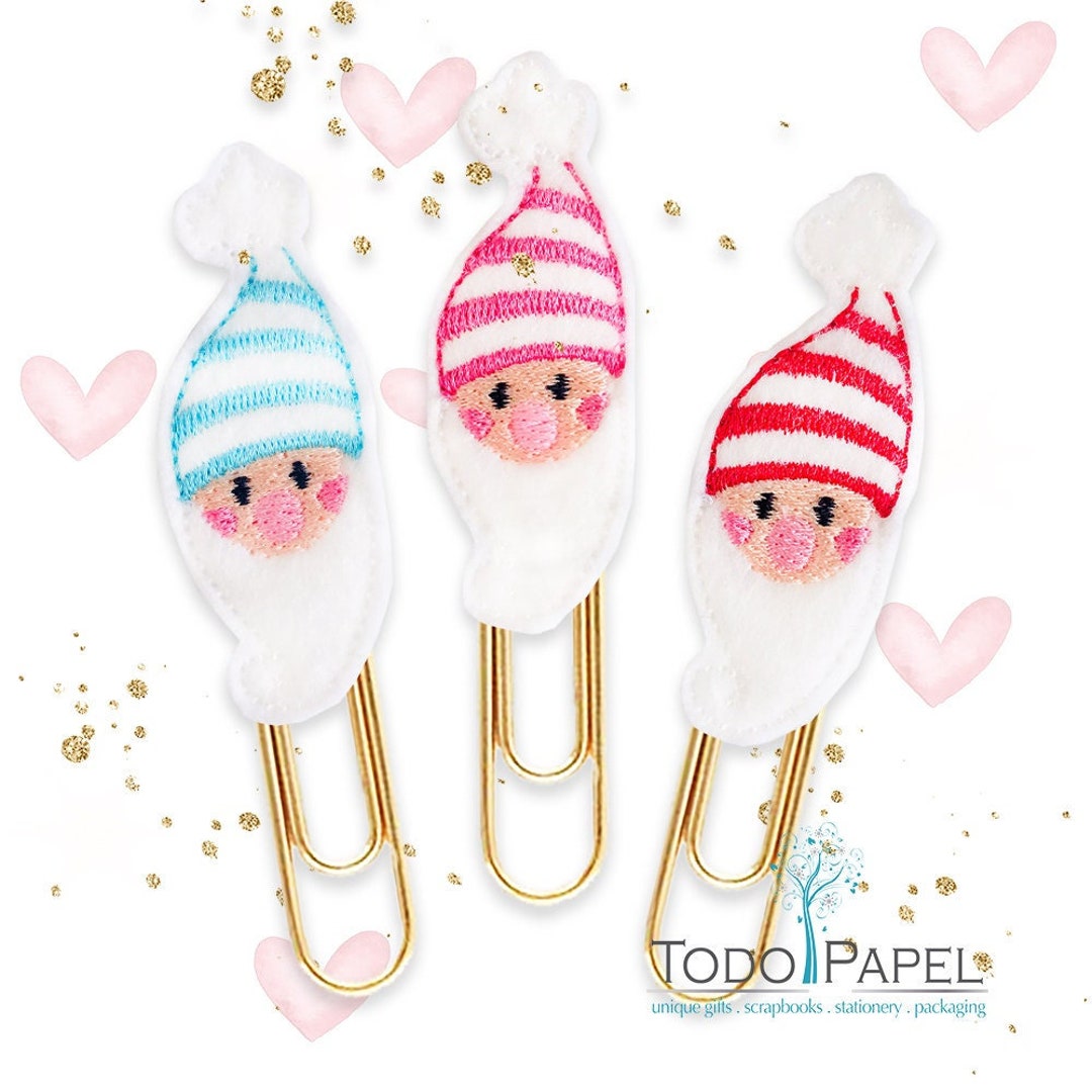 FELTIE Gnome Paper Clip: Striped Hat Planner Clip, Magnet, or Brooch ...