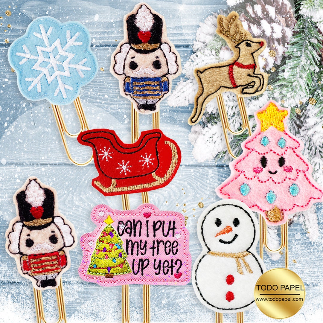 FELTIE Christmas Holiday Paper Clip Set: Handmade Felt Planner Clips - Etsy