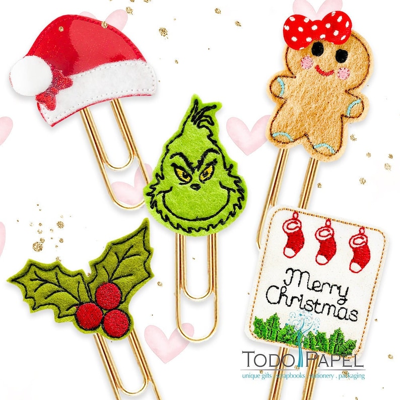 Felt Christmas Paper Clips: Holiday Planner Clip Set - Etsy