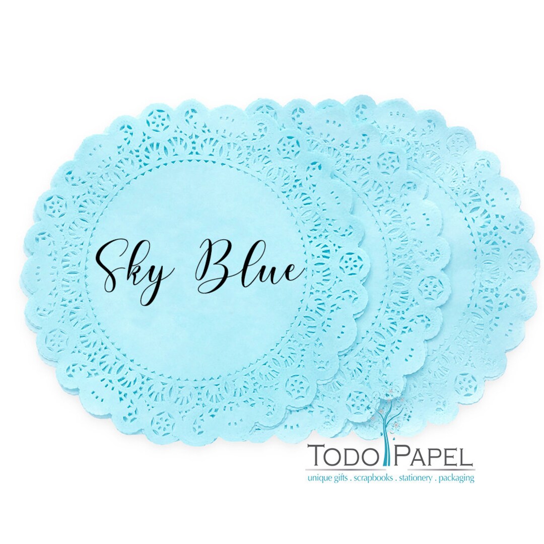 SKY BLUE Color Paper Lace Doilies - Choose From 4", 6",8",10", 12", 14 ...