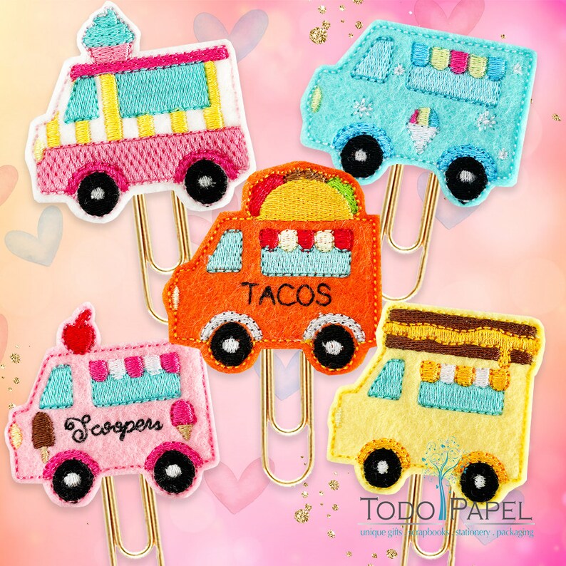 Food Truck Felt Paper Clips. Tacos Cupcakes Ice Cones Ice - Etsy