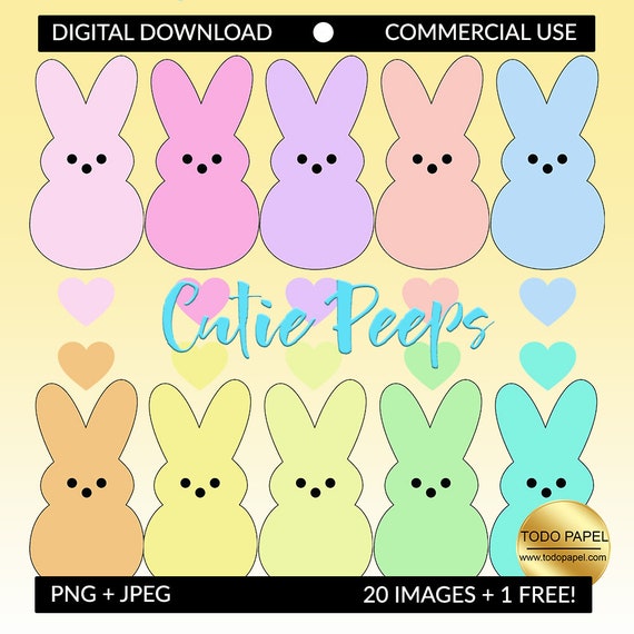 Bunny Peeps Digital Download Cliparts Easter Clipart Digital | Etsy