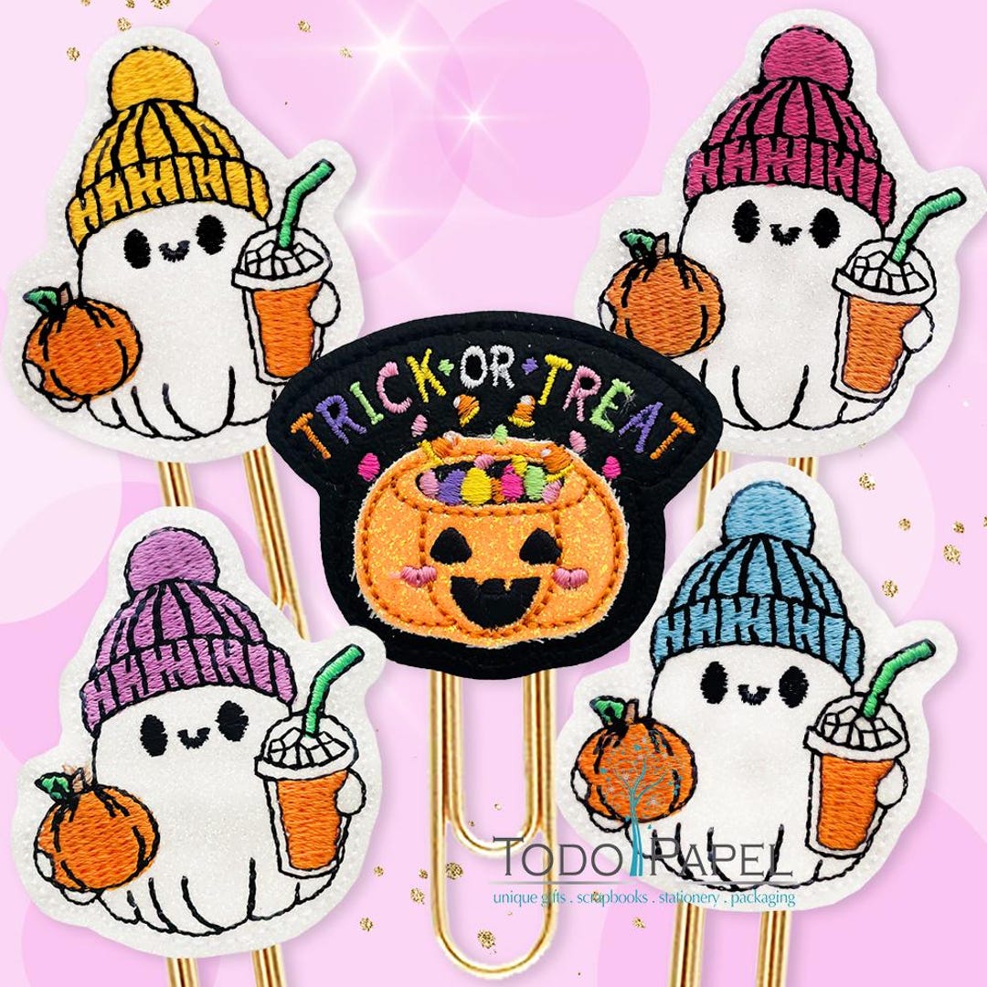 Ghostie Beanie Halloween Paper Clips: Handmade Planner Clip Set - Etsy