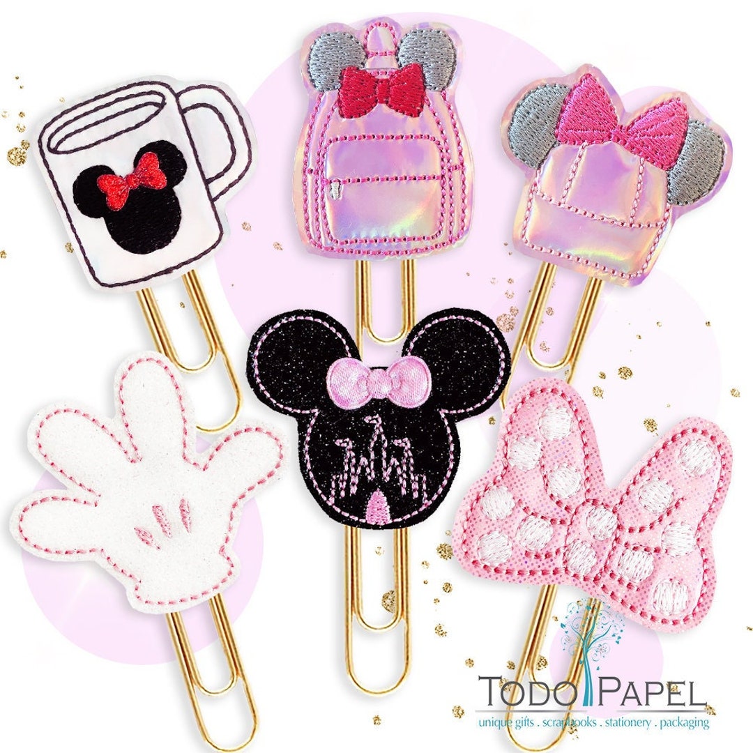 Girly Pink Mouse Planner Paper Clips, Magnets or Brooch. 6 Cute Designs ...