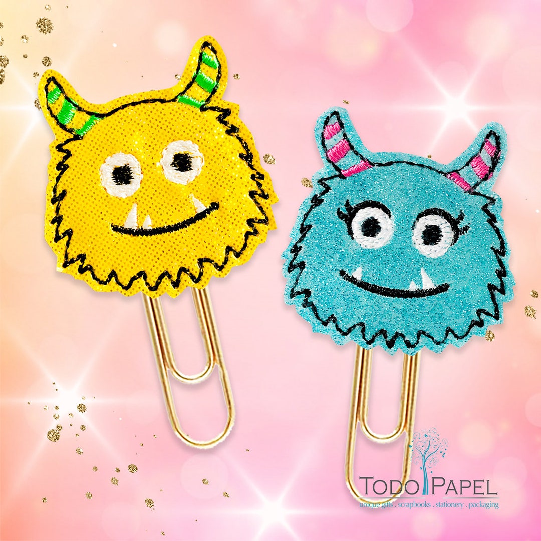 FELTIE Glitter Monster Paper Clip or Magnet: Fun Planner Bookmark - Etsy