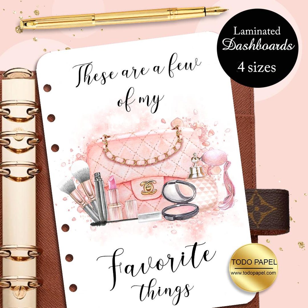 Girly Planner Dashboard: My Favorite Things, Laminated 6-hole Divider ...