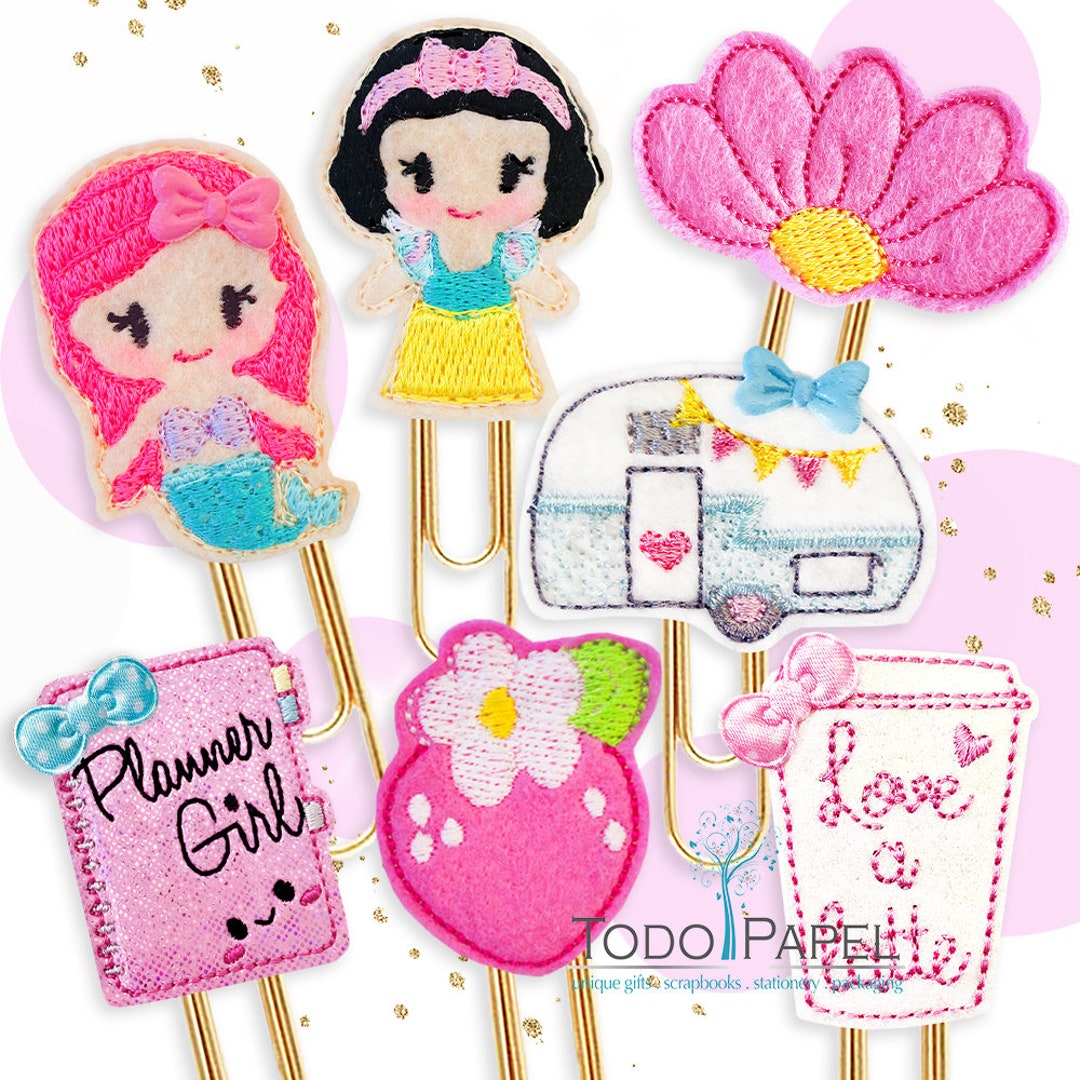 Girly and Fun Planner Paper Clips - Cute Characters With Same Day ...