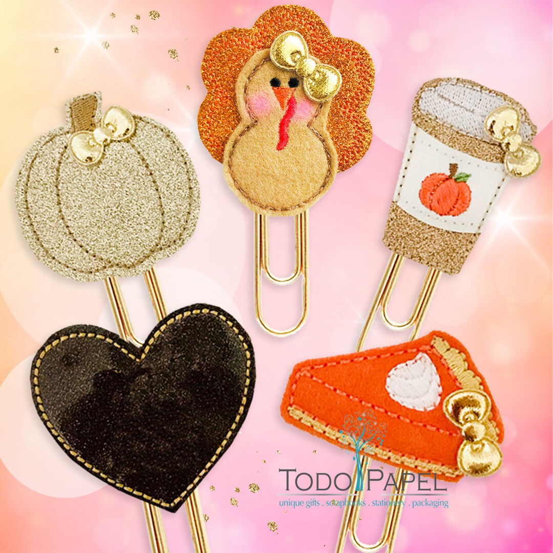 FELTIE Fall Planner Paper Clips, Thanksgiving Felt & Vinyl Bookmarks ...