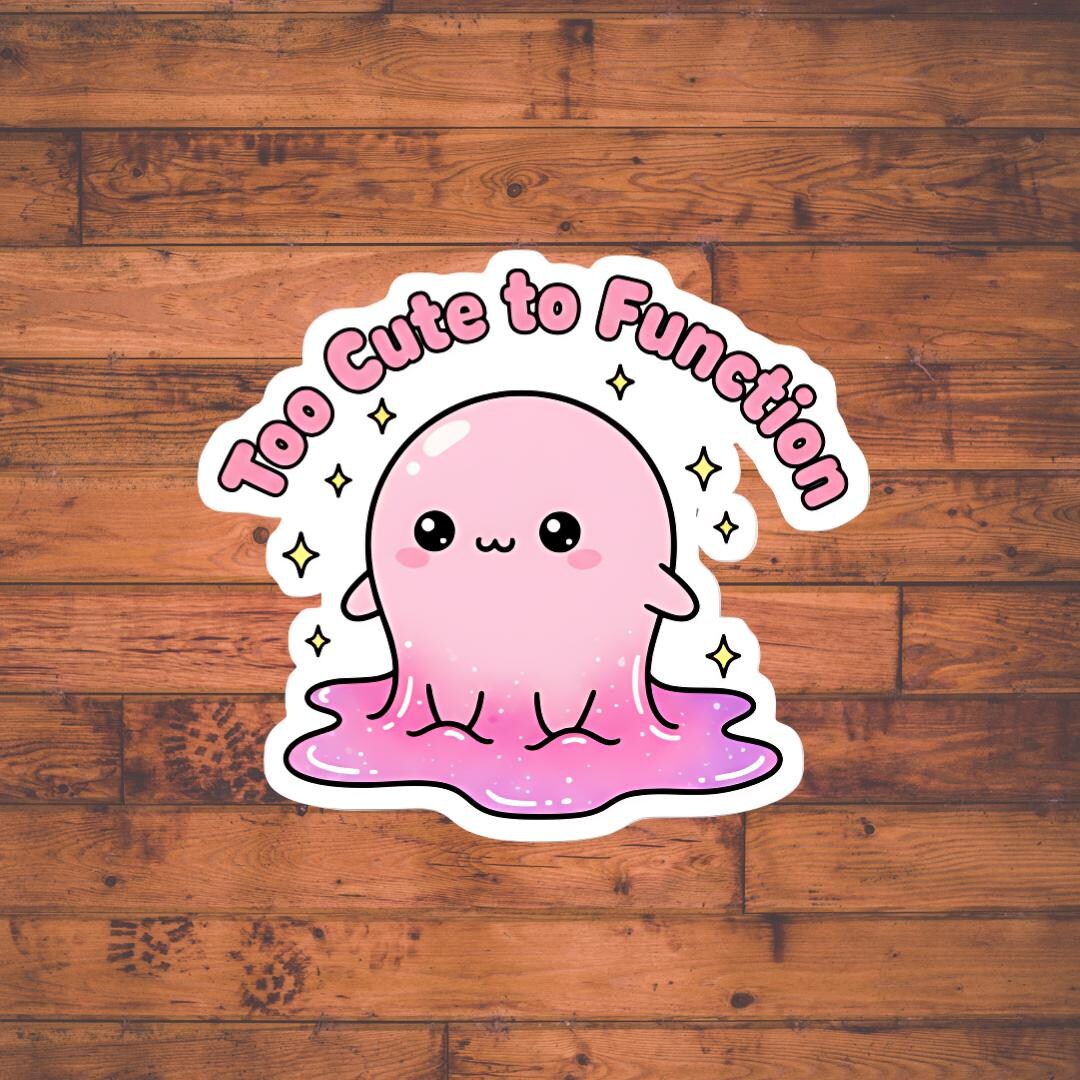 Kawaii Pink Blob Sticker, Waterproof Vinyl Decal - Etsy