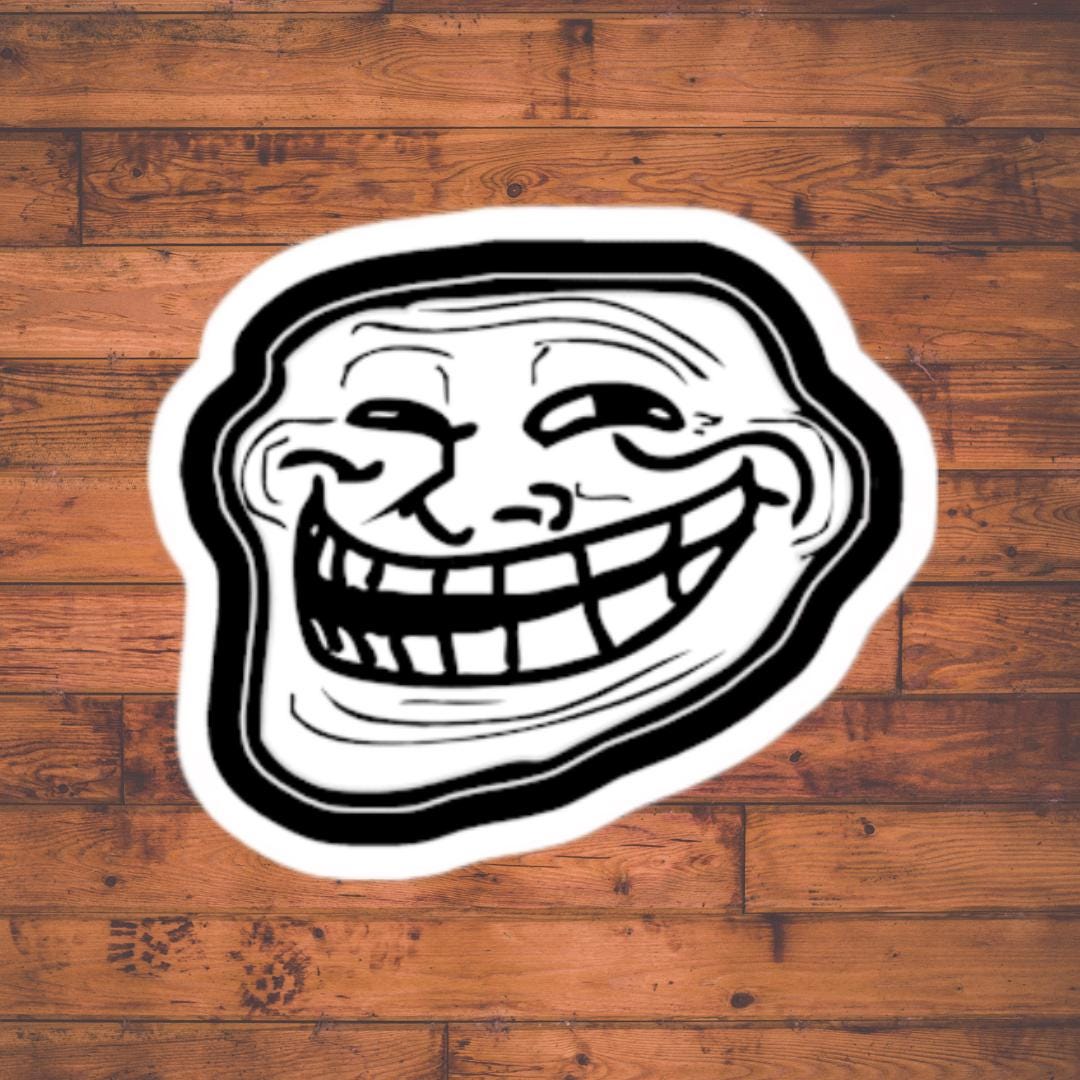 Funny Troll Face Meme Vinyl Sticker, Sarcastic Social Media Decal - Etsy