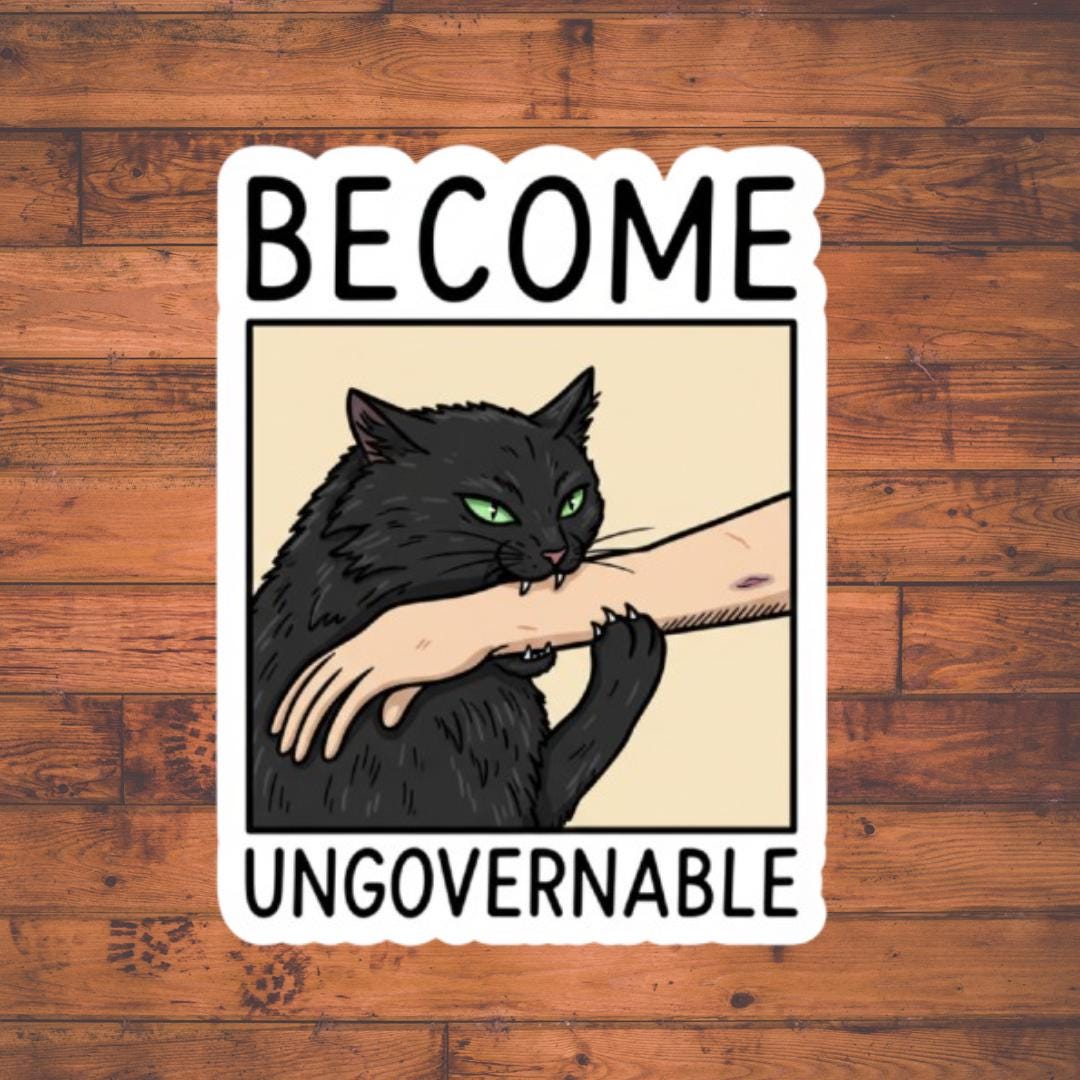 Become Ungovernable Black Cat Vinyl Sticker, Meme Sticker - Etsy