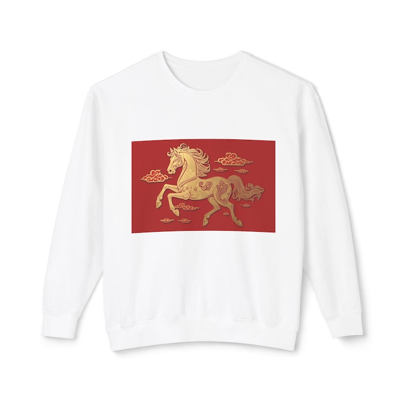 Chinese New Year Horse Sweatshirt | 2026 Lunar Inspired Gold and Red ...