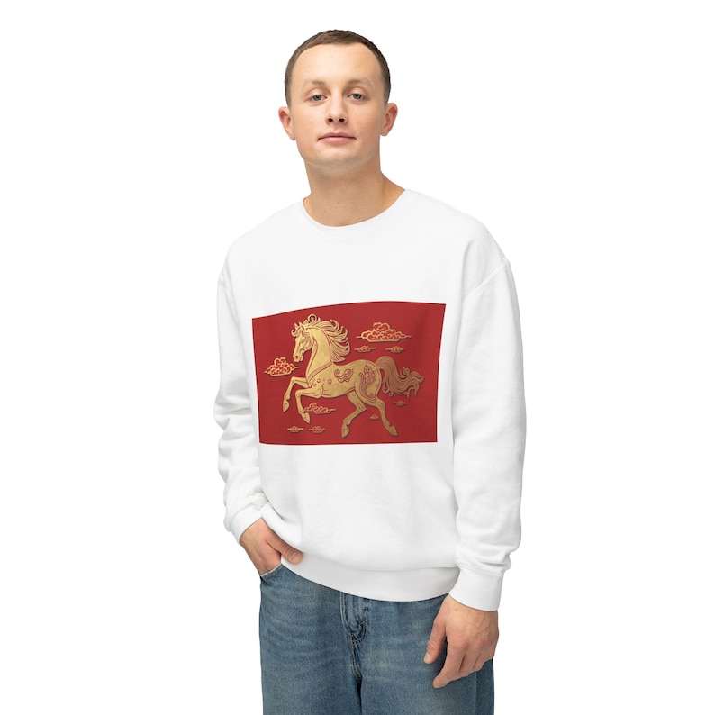 Chinese New Year Horse Sweatshirt | 2026 Lunar Inspired Gold and Red ...