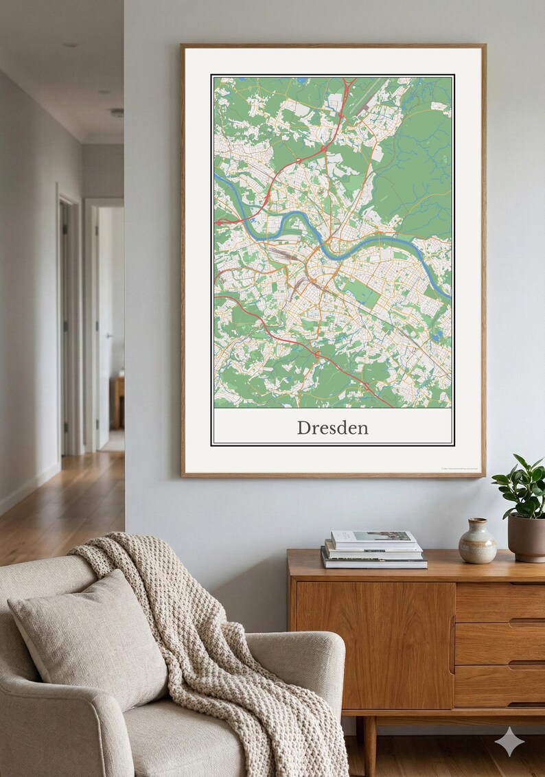 Map of Dresden, Watercolor Design, Printed Poster - Etsy