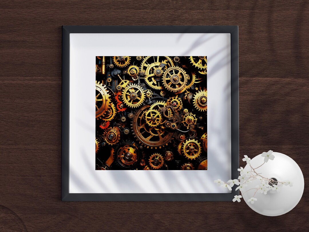 Steampunk Clockwork Gears 1004 Digital Download Wall Art 12x12 - Etsy