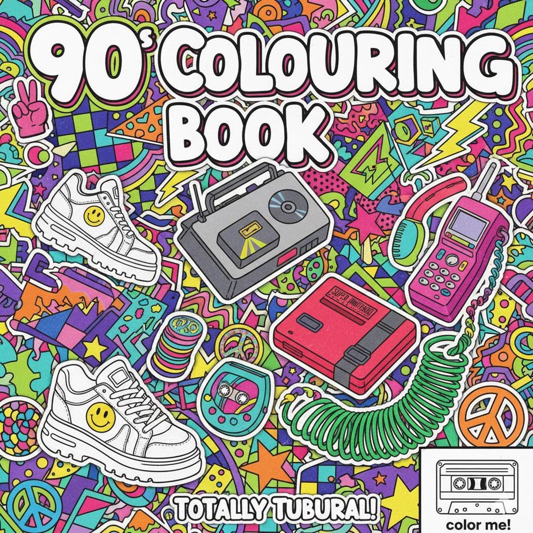 90s Colouring Book | Retro Printable Colouring Pages for Adults & Teens ...