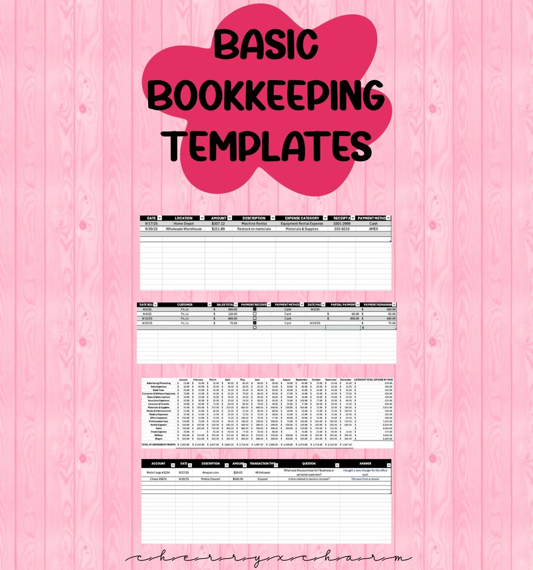 Basic General Bookkeeping Starting Templates - Etsy