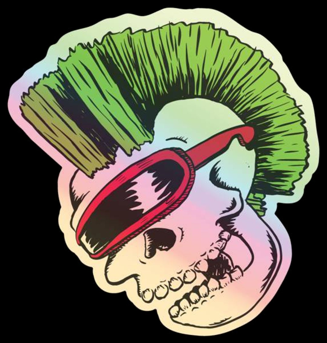 New Wave Bihawk Skull Holographic Die-cut Sticker - Etsy